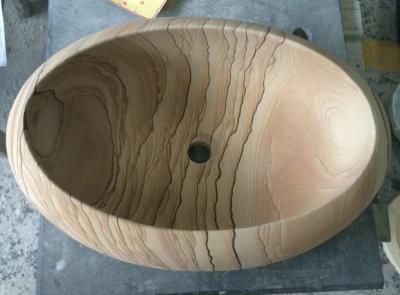 China Yellow Sandstone Bath Oval Sink Stone Wash Basin for sale