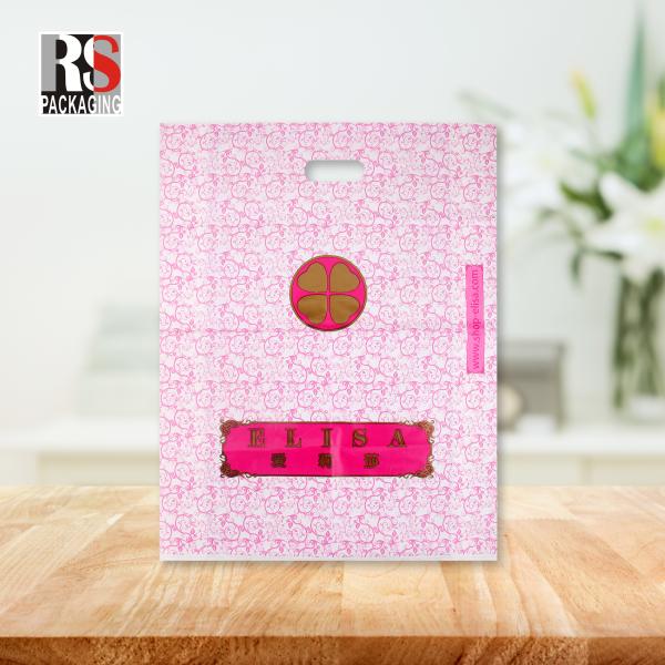 Quality LDPE Plastic Die Cut Shopping Bags With Handle Customized Logo Printing for sale