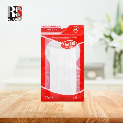 China RS31-1 3 Layers Laminated Poly Bag Plastic Zip Lock Packaging Bag For Face Mask for sale