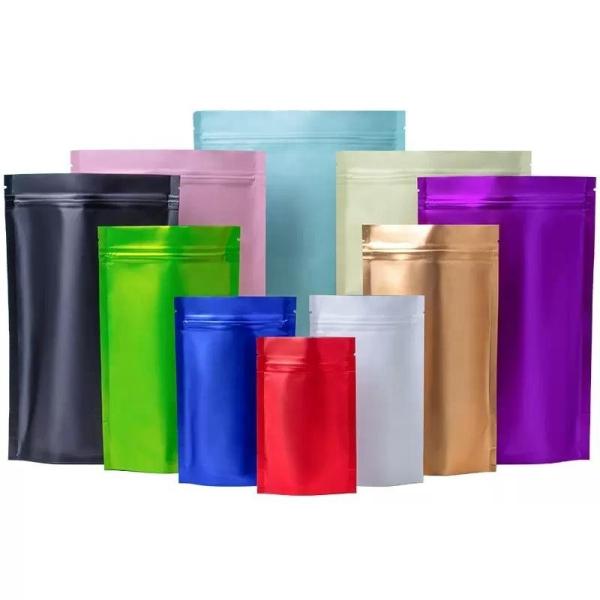 Quality Colorful Metallic Foil Stand Up Zipper Bag Glossy Matte Zipper Pouch Packaging for sale