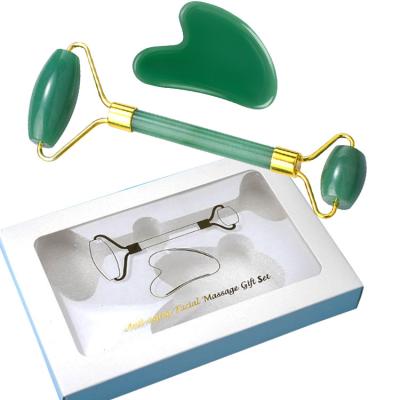 China Grave Logo Private Label 2 in 1 Jade Roller Gua Sha Set voor commercieel huis Te koop