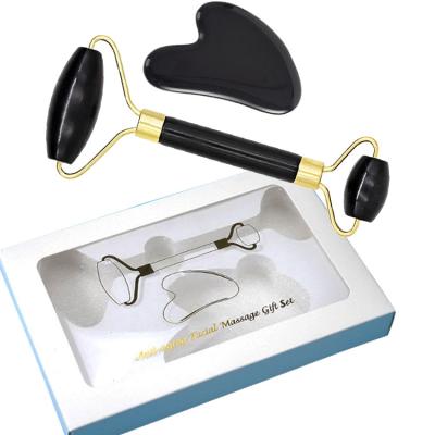 China Grave Logo Private Label 2 in 1 Jade Roller Gua Sha Set voor commercieel huis Te koop