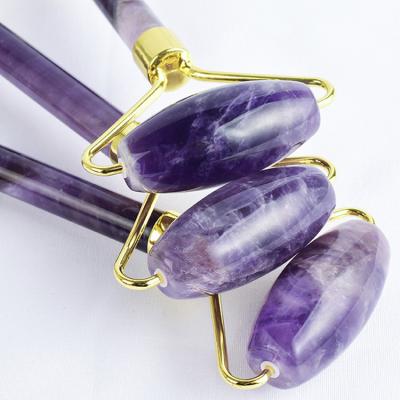 Cina Massaggiatore Faciale Rulli di Giada viola e Quarzo Rosa Gua Sha Set per drenaggio linfatico in vendita