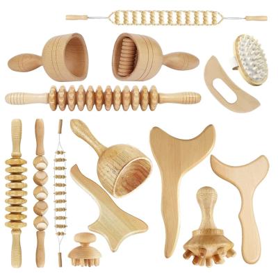 China Wood Therapy Tools Set for Massage Gua Sha Kit and Lymphatic Drainage Massager Roller for sale