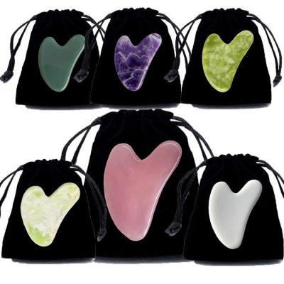 China 100% Natural Face Gua Sha Custom Stone Jade Anti Wrinkle Amethyst with Bag and Manual for sale