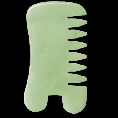 China Multifunção Jade Gua Sha Comb Hair Green Jade Face Scraper para o Rejuvenescimento do Scalp à venda
