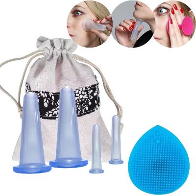 Cina certificazione altro set di tazze di silicone blu morbido per massaggi oculari e raschiatura del viso in vendita