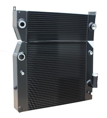 China Black Sprayed Split Double Circuit Multi Port Horizontal Fin Combined Cooling Radiator for sale
