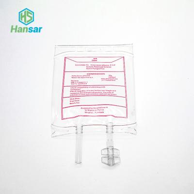 China ce iso 500ml iv  medical plastic sterile iv infusion bag for medical drug for sale