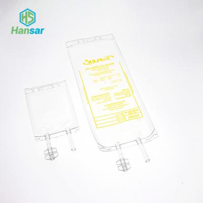 China medical disposable sterile double bagged pvc infusion bag with one port and plug for sale