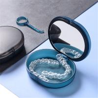 China Non Toxic Plastic Aligner Case With Mirror , Black Color Small Denture Box for sale