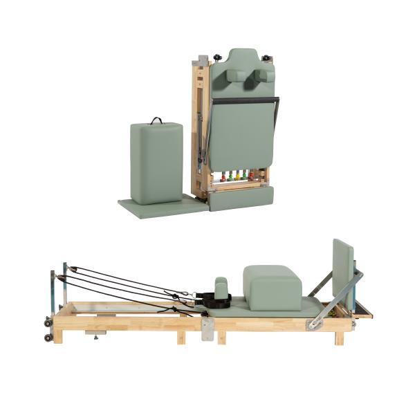 Quality Foldable Oak Pilates Reformer U+PL015B with Enclosed Aluminum Alloy Track for sale