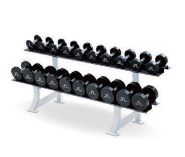 Quality Merging Two Tier Dumbbell Rack U+H1048 Durable Centering Gym Ready Consistent for sale