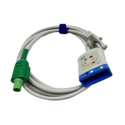 China 2.4m 12PIN GE ECG Trunk Cable 3 Or 5 Lead TPU Jacket material for sale