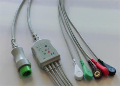 China 5 Lead Mindray Ecg Cable , Round 12 Pins Adult Ecg Cables And Leadwires for sale