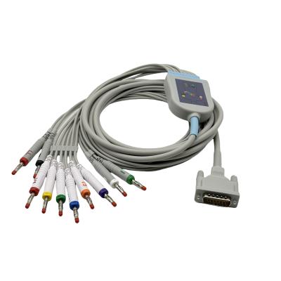 China Schiller AT1 / 2 EKG Cable With Long Screw DB 15 PIN Connector 5.0mm Dia for sale