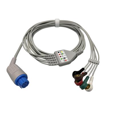 China Compatible Datex Ecg Electrode Cable , TPU One Piece ECG Lead Wires Cable for sale