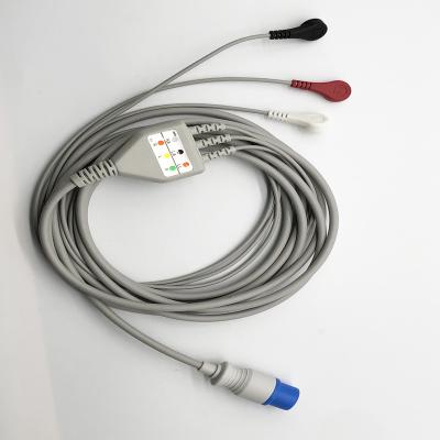 China 3.6m 3 Lead 6pin Direct Connect Ecg Cable and leadwire For Snap / Clip for sale