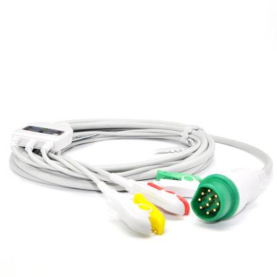 China 3 Lead Ecg Cables with leadwire For Snap / Clip 10 Pin TPU for sale
