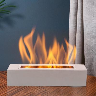 China 18 X 4 X 4 Inches Rectangular Table Top Fire Pit Outdoor Indoor Portable Concrete for sale