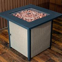 China Outdoor Propane Or Butane Gas Rectangular Table Top Fire Pit Black Square switch for sale
