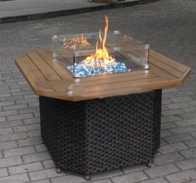 China 41'' Square Chat Wicker Barbecue Outdoor Fire Pit Table Outdoor Gas Garden Heater for sale