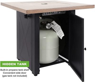 China 28 Inch 50000 BTU Propane Brazier Square Gas Fire Pit Table With Cover for sale