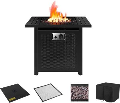China Het Openluchtgas Firepit 28 van de rotanstijl“ Vierkante het Gaszwarte van het Terraspropaan Te koop
