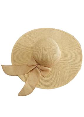 China Der Bowknot-breiter Rand-Strohhut der Frauen, zufälliger gesponnener Bügel Packable Sun Hut zu verkaufen