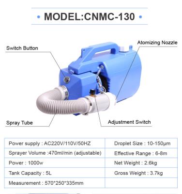 China portable fogger machine electric ulv sprayer fogger cold electrostatic handheld sprayer for sale