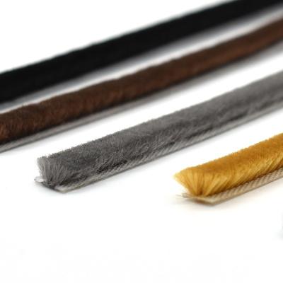 China Woven Pile Weather Strip Door Window Brush Pile Weather Stripping with Pile Height 3-25mm and Width 3-50mm for sale