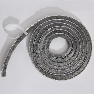 China 3-25mm Pile Height Gray Black Custom Wool Pile Door And Window Weather Strip Self with and ISO9001 2008 Certification for sale