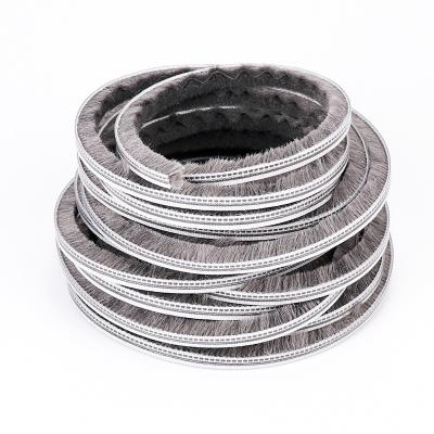 China CLJ Aluminium Doors Windows Wool Pile Brush Weather Striping with Fin Dust Protector BLACK/GRAY/BROWN/WHITE/OTHER 100%PP for sale