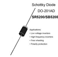 China SR5200 SB5200 Schottky Diode 5A 200V DO-201AD High Efficiency Rectifier for sale