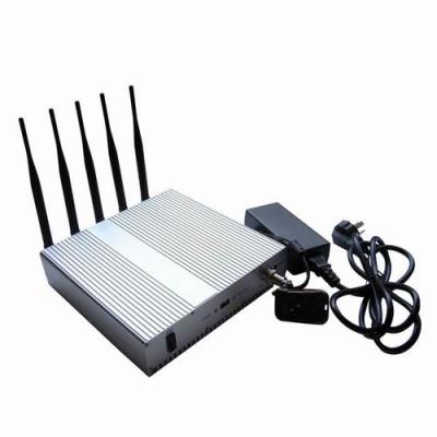 China 5 Band Cellphone WIFI signal Jammer with Remote Control Omnidirectional Antennas for sale