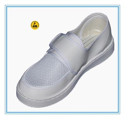 China Good quality white color PVC leather upper SPU outsole ESD 4-holes antistatic cleanroom shoes in China for sale