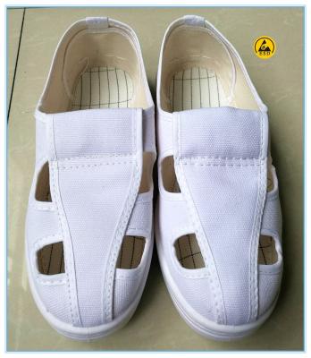 China high quality white color canvas upper PVC outsole 4-hole ESD cleanroom shoes for sale
