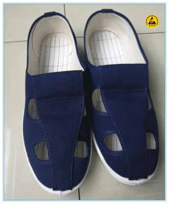 China high quality blue color canvas upper PU outsole 4-hole ESD cleanroom shoes for sale