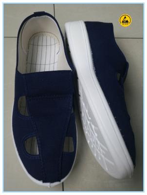China high quality blue color canvas upper PU outsole 4-hole ESD cleanroom shoes for sale