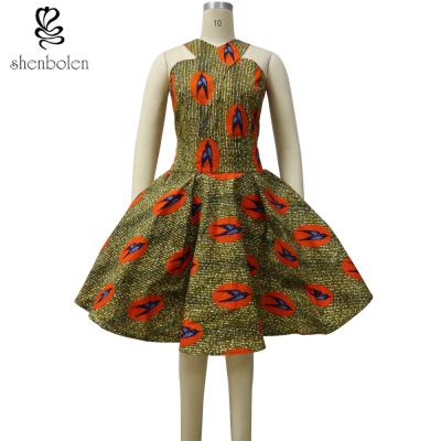 Cina Stampa africana Kitenge dell'uccello di Brown di lunghezza del ginocchio dei vestiti dalla stampa delle donne di estate in vendita