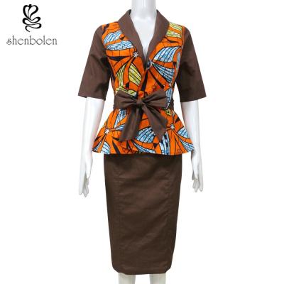 Cina La stampa africana delle donne del vestito di Brown veste le mezze donne dell'estate del tessuto del batik della manica in vendita