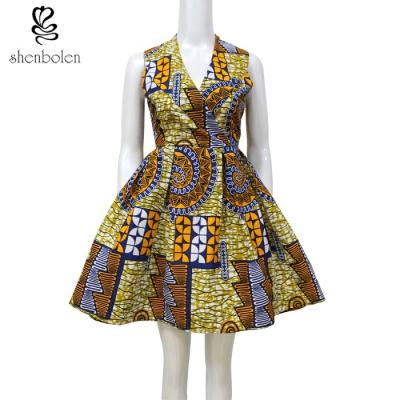 China Da cópia africana da cera do vestido da parte dianteira da urdidura ajuste sem mangas e comprimento do joelho do alargamento à venda