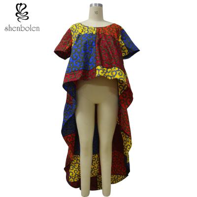 Cina OEM Service Mixed Color Ankara African Print Tops Short Sleeve High Low Top in vendita