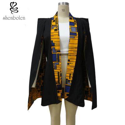 Cina African Print Coat Tops Wax Batik Print Cape Design Reversible Long Sleeve Jacket in vendita