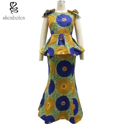 China Wax African Women Maxi Dress Batik Print Kitenge Latest Design Long Dresses à venda