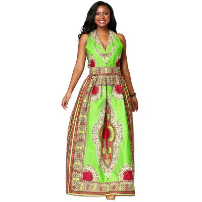 China Ms batiks sleeveless  dress,  African Print Dresses，the waist with elastic à venda