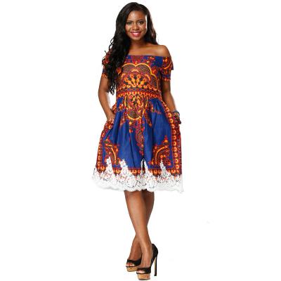 Cina Servizio tribale africano superiore dell'OEM del Midi del bordo del pizzo dei vestiti casuali da Kitenge della stampa del raccolto in vendita