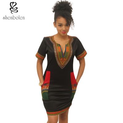 China A cidade elegante afrouxa momentaneamente vestidos africanos da cópia com luvas curtos à venda