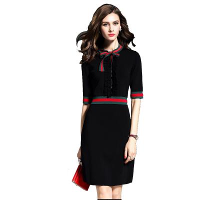 China Black Spring Summer Women ' S Casual Dresses Free Working Knee Length for sale