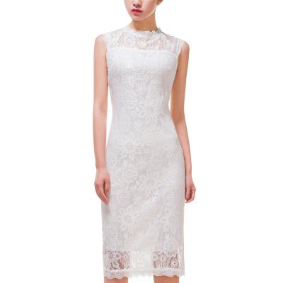 China Pure Color Lace Collar sleeveless casual dresses Elegant Chinese for sale